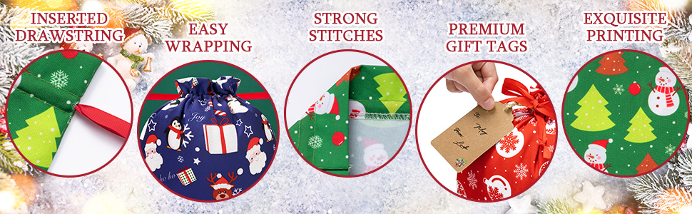 Amazon.com: 12PCS Christmas Gift Bags Assorted Sizes Bulk, Holiday Gift ...