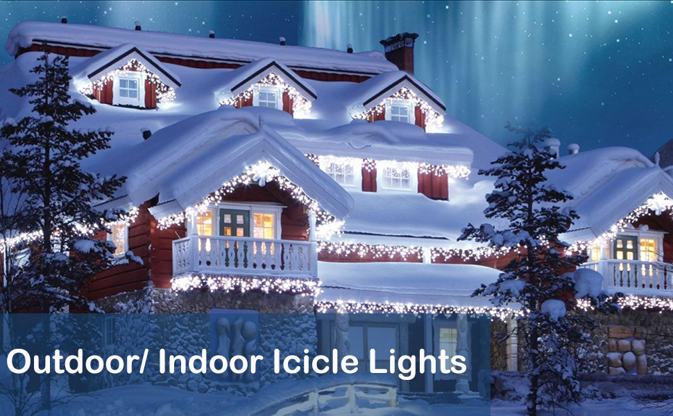 Led Icicle Christmas Lights Outdoor, 19.6 Feet 54 Drops with 306 Led, 8 ...