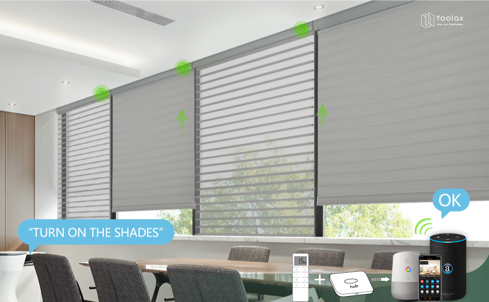 Amazon.com: Yoolax Motorized Window Blind Shangri-la Sheer Shade Work with Alexa, Remote Control ...