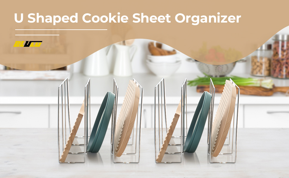 Amazon.com - Blulu 2 Pcs U Shaped Cookie Sheet Organizer for Cabinet ...