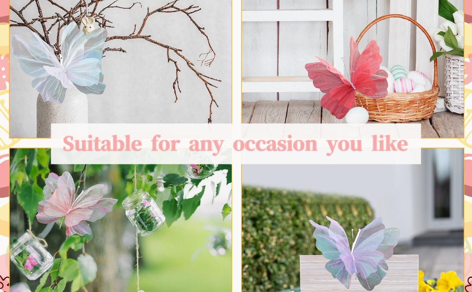 Amazon.com: Amagogo Silk Yarn Artificial Butterfly Giant Gauze Fake Butterfly Mesh Photography ...