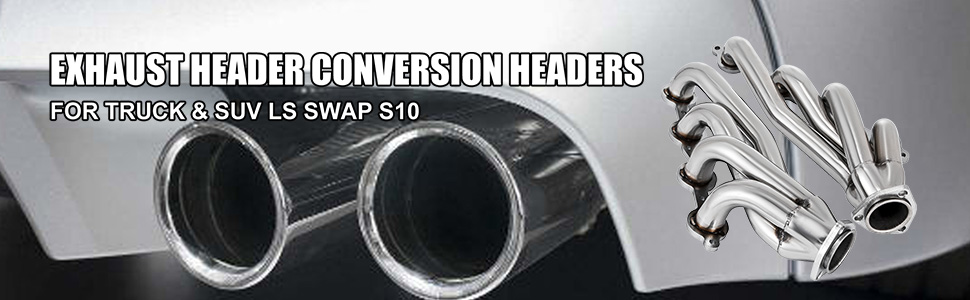 Mophorn Exhaust Header Set 1 3/4" Exhaust Turbo Headers, Stainless Steel Exhaust Manifold ...