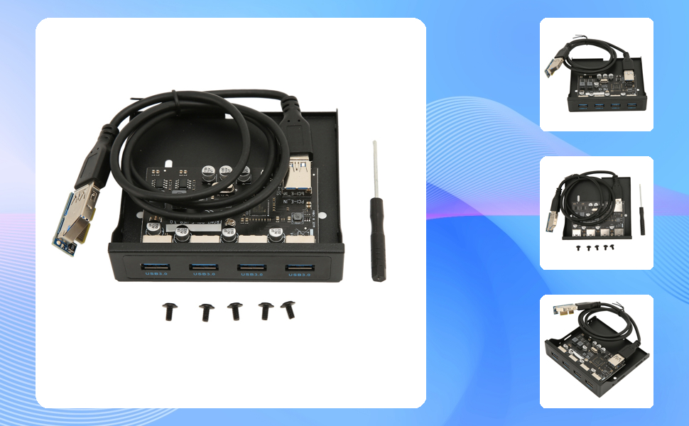 Amazon.com: Front Panel PCIE to USB 3.0 Hub with 4 Port, 3.5 Inch PC Front Panel Internal Card ...