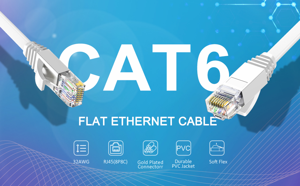 Amazon.com: GLCONN Cat 6 Ethernet Cable 15 ft - High Speed Flat 15ft Internet Network Cable with ...