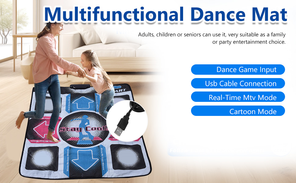 Amazon.com: Dance Pad Mat AntiSlip Wear Resistant, DDR USB Dance Pad Controller with USB Cable ...