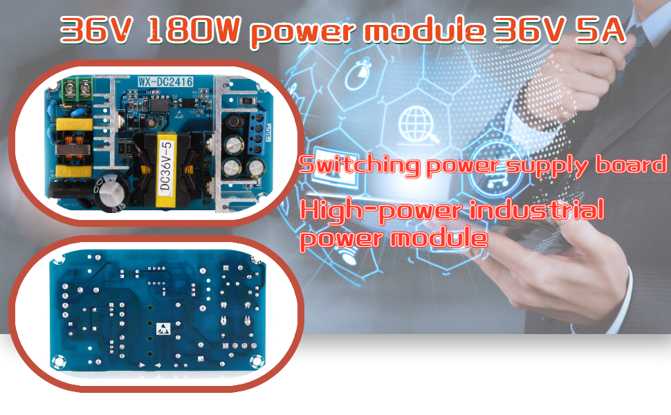 36V 5A 180W 50/60HZ AC-DC Stable Switching Module Board, AC 100V-240V to DC 36V Converter Module ...