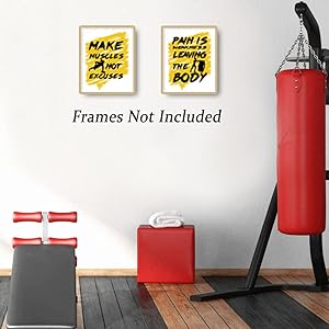 HPNIUB Gym Art Prints, Set of 4 (8”X10”,Inspirational Quotes Wall Decor ...