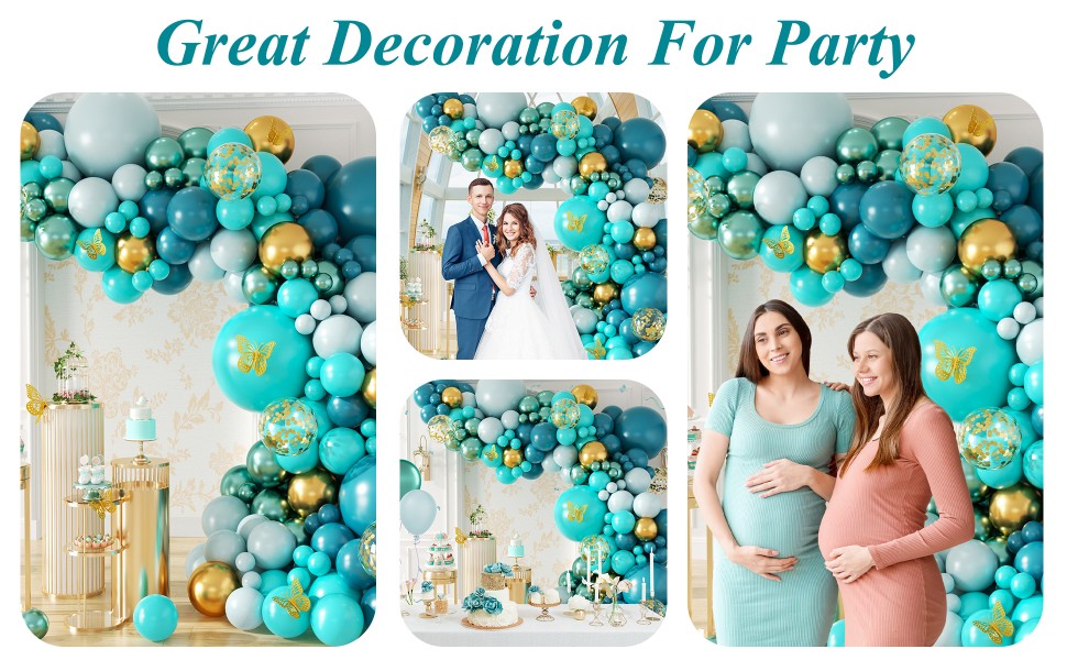 Amazon.com: 142pcs Teal Turquoise Balloon Arch Garland Kit with Teal Turquoise Pastel Blue ...