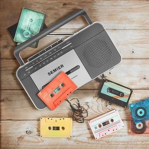 SEMIER Retro Cassette Player Recorder Boombox with AM/FM Radio Stereo ...