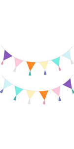 Amazon.com: 10M/32Ft Triangle Flag Fabric Banner Cotton Pennant Garland ...