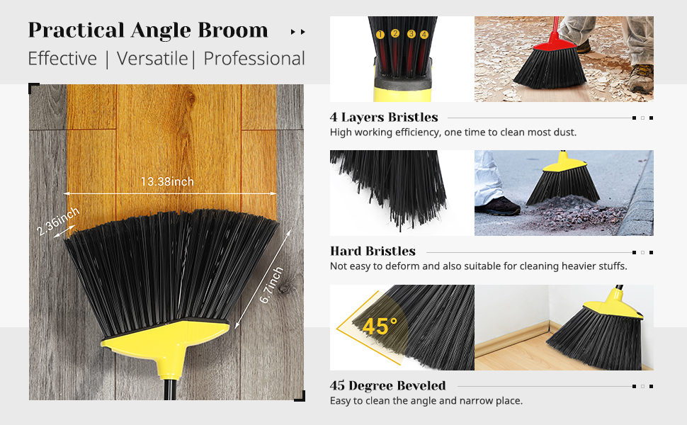 Amazon.com: 12 Pcs Heavy Duty Commercial Angle Broom 53 Inch Long ...