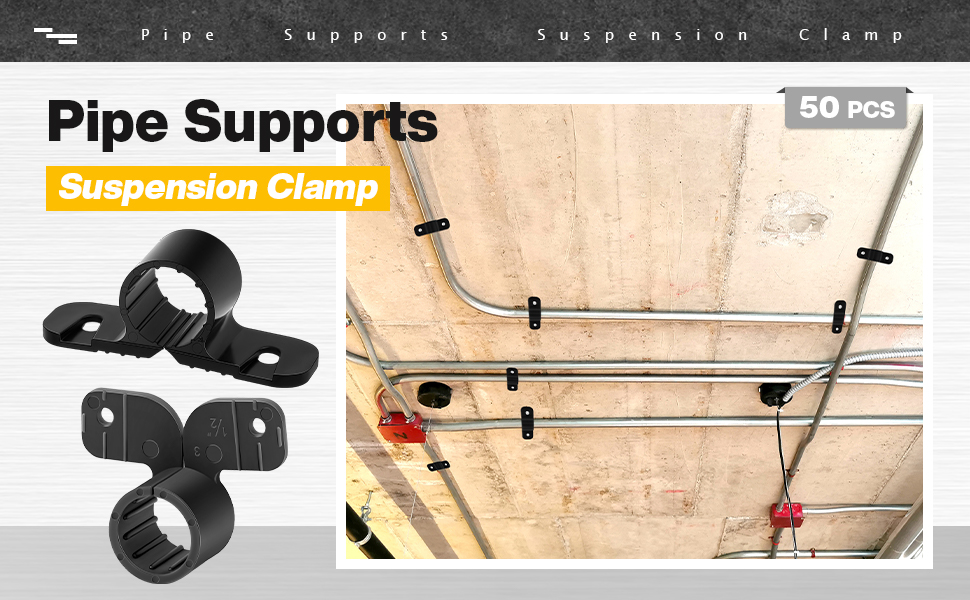 Briwooody 50 Pack 3/4 Inch Black Pipe Supports Suspension Clamp Pipe Clamps Pex Clamps for Pex ...