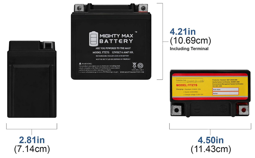 Amazon.com: Mighty Max Battery YTZ7S 12V 6AH Replacement Battery compatible with ES-TZ7S ...