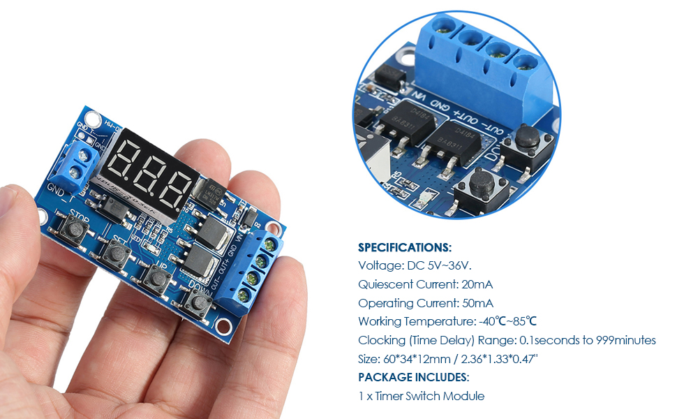 DC 5-36V 15A 400W Digital LED Relay Board Dual MOS Cycle Timing Circuit ...