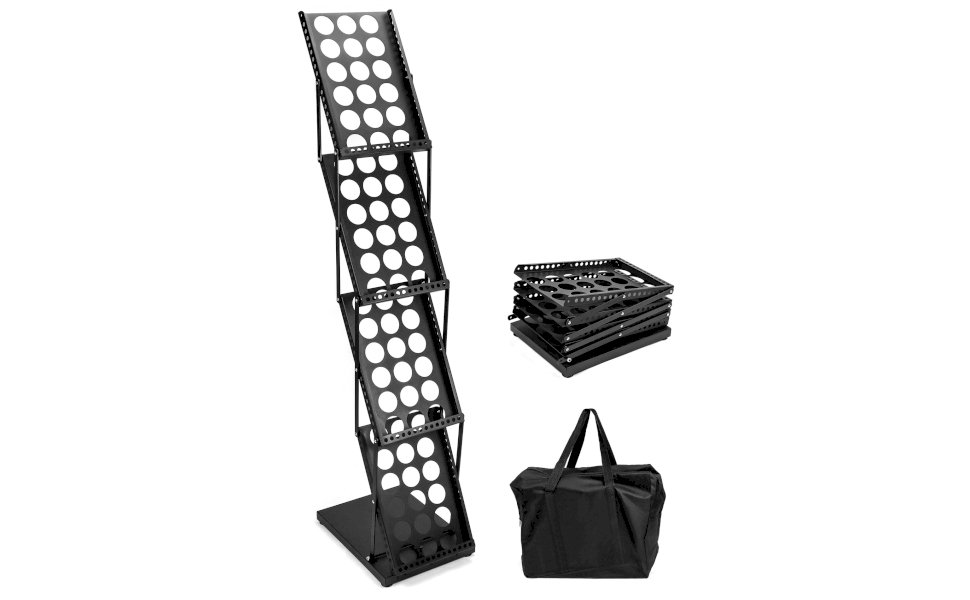 Amazon.com : QWORK Magazine Brochure Display Rack Stand, 4 Pocket Foldable Literature Catalog ...