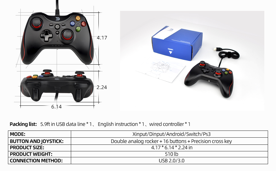 ZD T USB wired Gamepad Controller Gamecontroller Joystick für PC ...