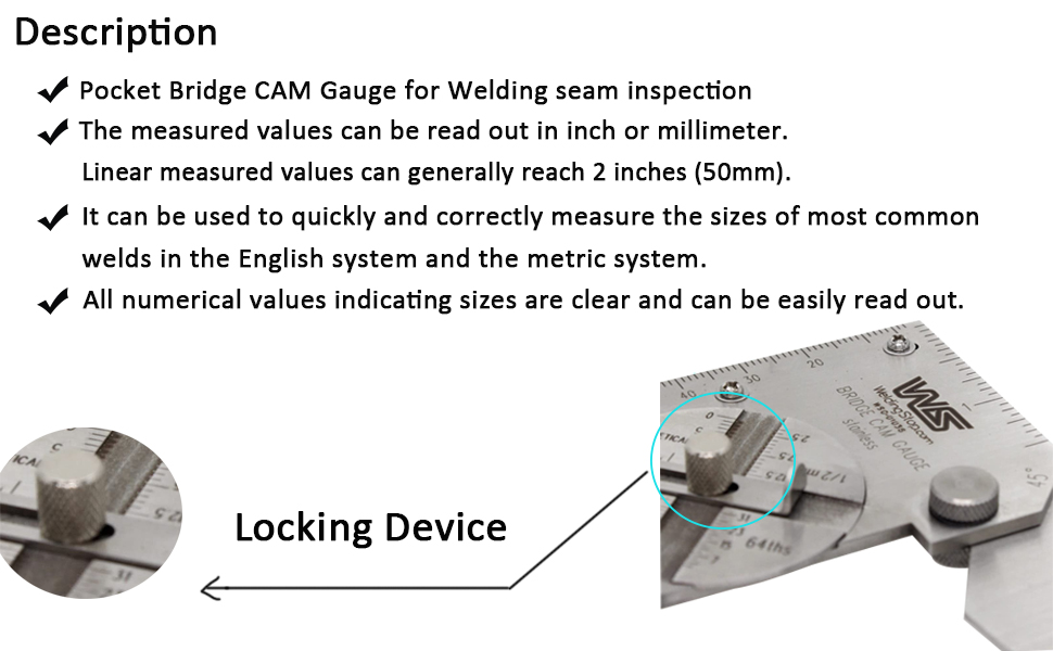 Amazon.com: W.S Welding Fillet Gauge Bridge CAM Gauge Pocket Size Weld Seam Throat Inspection ...
