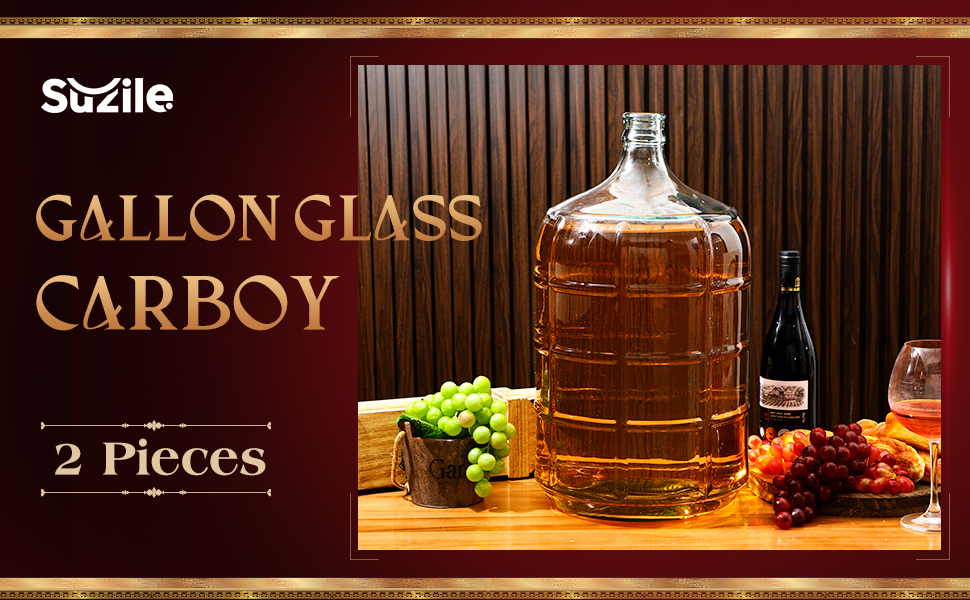 Amazon.com: Suzile 2 Pieces 5 Gallon Glass Carboy 5 Gallon Glass Water ...