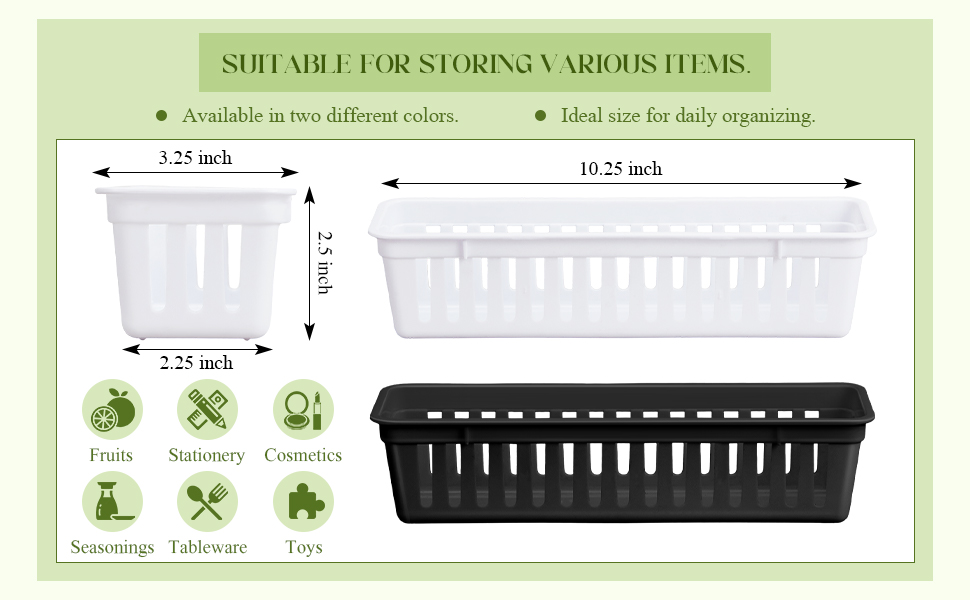 Amazon.com: Domensi 24 Pcs Slim Plastic Storage Baskets Tray for ...