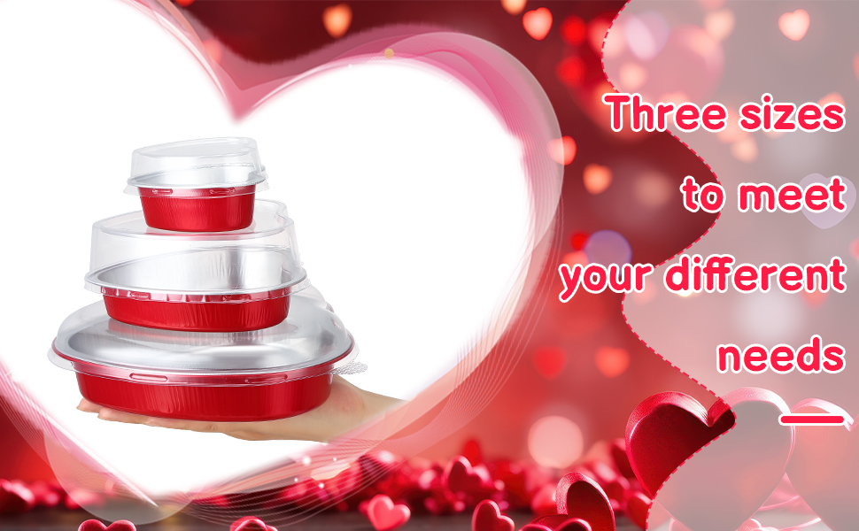 Amazon.com: Ovveroche 65 Pcs Foil Heart Shaped Cake Pans for Baking, 23 oz 9 oz and 3.4oz ...