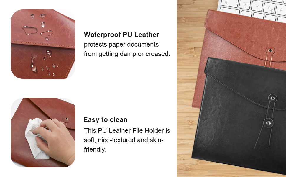 Amazon.com : VANRA 1 Piece PU Leather File Folders Office Document Holder File Envelope A4 ...