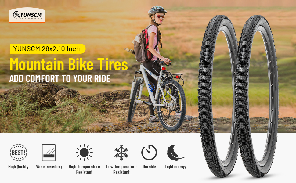 Amazon.com : YUNSCM 26" Bike Tires 26 x 2.10/54-559 and 26" Heavy Duty Bike Tubes Schrader Valve ...