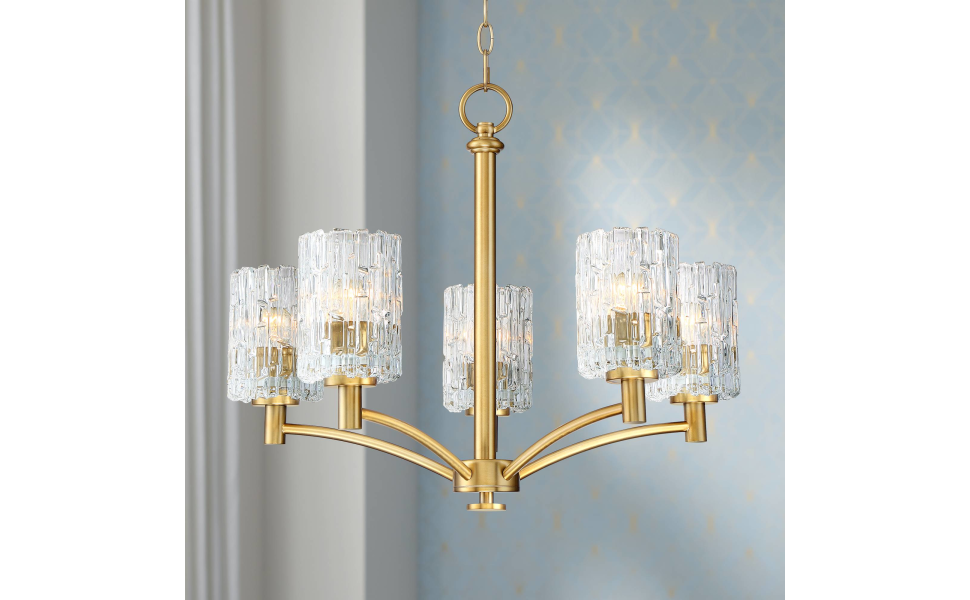 Possini Euro Design Icelight Warm Brass Chandelier 25" Wide Modern Mid ...
