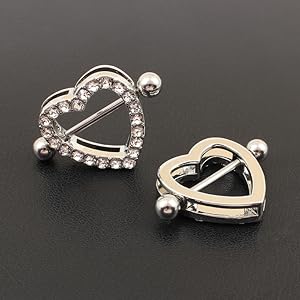 Amazon.com: IrbingNii Heart Nipple Rings 316L Stainless Steel Nipple Piercings Barbell 14G Two ...