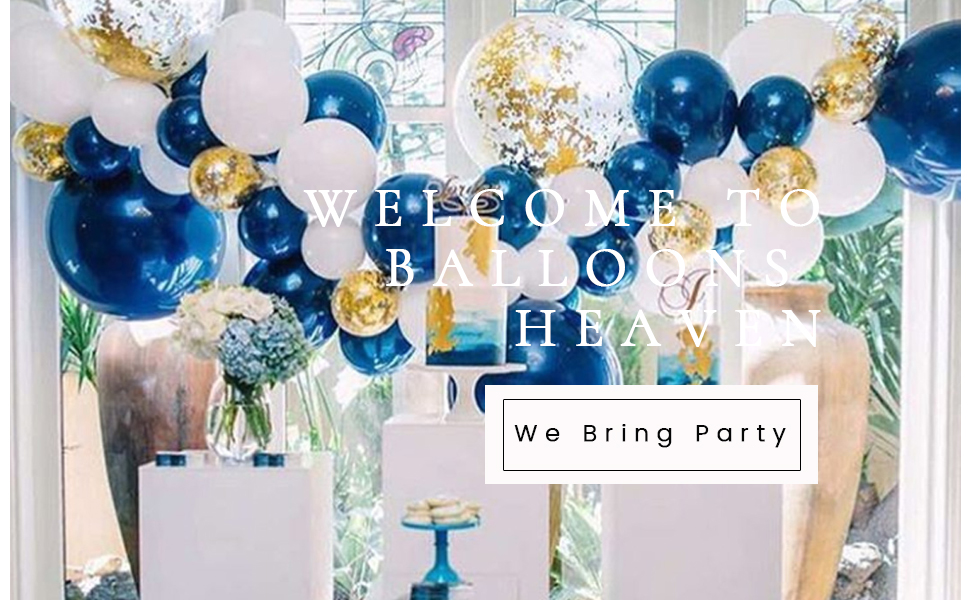 Soonlyn Navy Blue Gold Balloon Garland 130 Pcs 12 Inch Confetti Balloons Matte White Latex ...