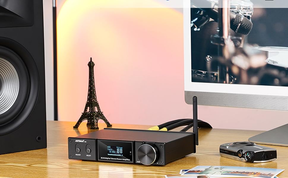 AIYIMA D05 Bluetooth5.0 120W*2 Stereo Digital Power Amplifier 24Bit/192kHz OLED 2.1CH HiFi Amp ...