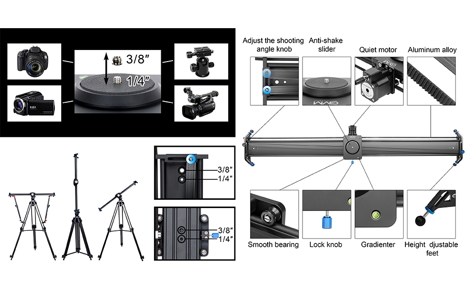 GVM Kamera Slider motorisiert, 80cm Aluminiumlegierung Fotografie ...