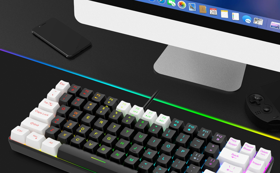 80% Mechanical Feeling Gaming Keyboard, 84 Keys Hot Swappable Wired ...