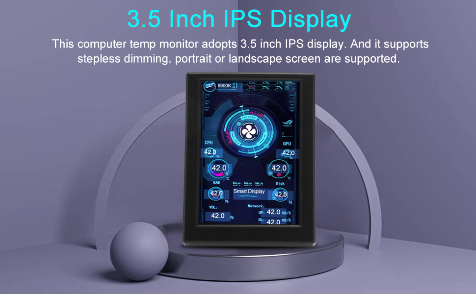 3.5 Inch IPS USB Mini Screen, PC Temperature Display, Brightness ...