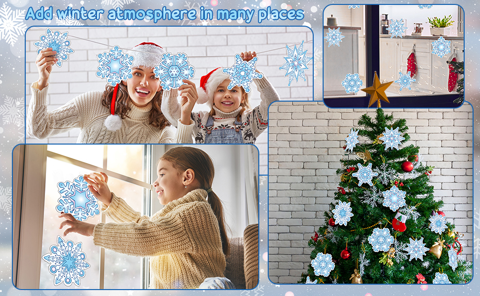 Amazon.com: 40 Pieces Snowflakes Cut-Outs Christmas Winter Theme ...