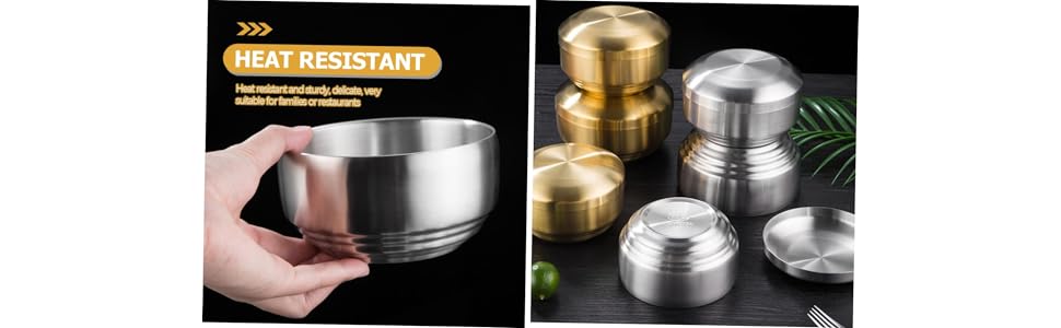 Amazon | KJHBV とろみのあるふた付きスープボウル スナック皿 金属製の韓国鍋 キッチンスプーンホルダー ドルソット韓国石ボウル 温かいフードボウル ライスワインボウル フルーツ ...