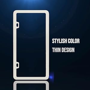 Amazon.com: Deselen White License Plate Frame, Metal Thin Stainless Steel with 2 Holes Screw Cap ...