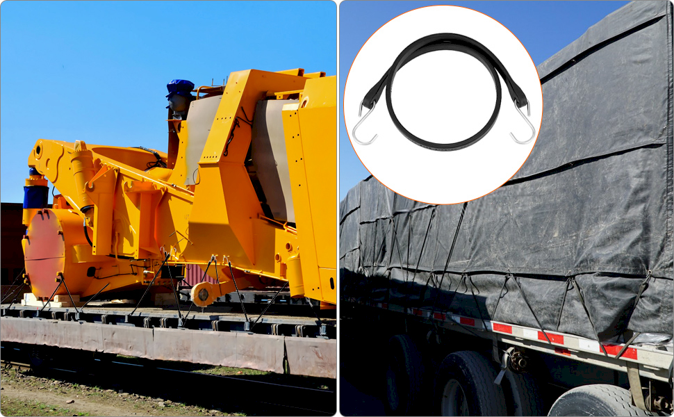 QWORK 50 Pack 31" Adjustable Tarp Straps, Black Rubber Bungee Cords ...