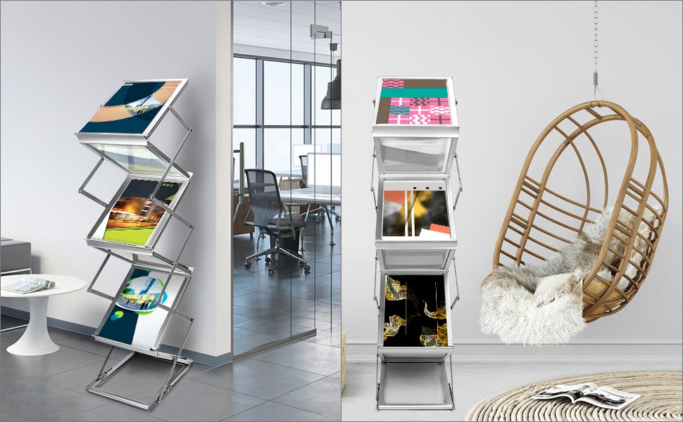 Amazon.com : QWORK Portable Foldable Magazine Rack Brochure Stand with Carrying Bag - 2 Pack 6 ...