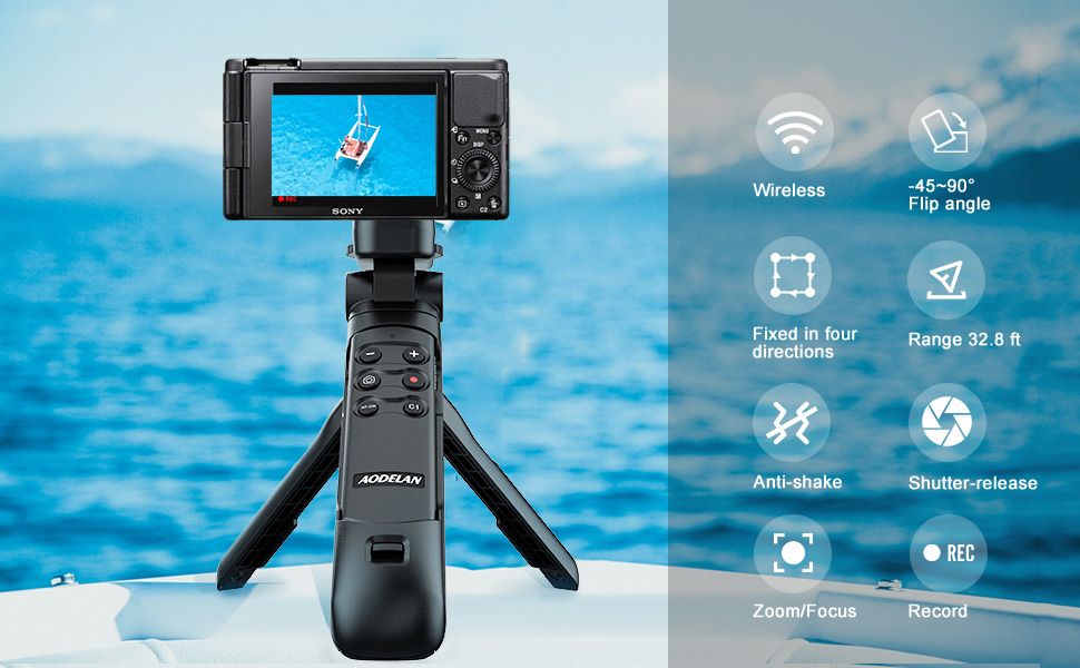 Amazon.com : AODELAN Wireless Shooting Grip Tripod with Remote Control for Vlogging, for Sony ZV ...