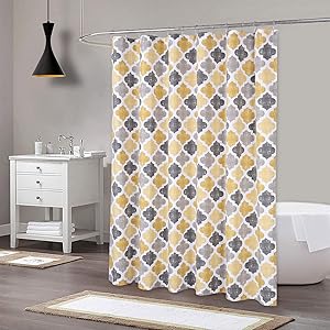 Amazon.com: CAROMIO Fabric Shower Curtain, Geometric Quatrefoil Patterned Modern Poly-Cotton ...