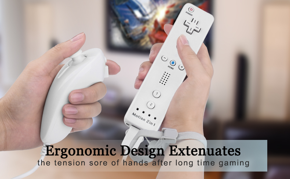 TechKen Wireless Remote Control and Nunchuck, Game Joysticks with Built ...