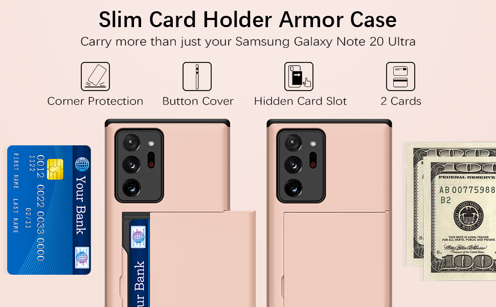 Amazon.com: Jiunai Note 20 Ultra Case Card Holder Galaxy Note 20 Ultra Case Wallet Back Cover ...