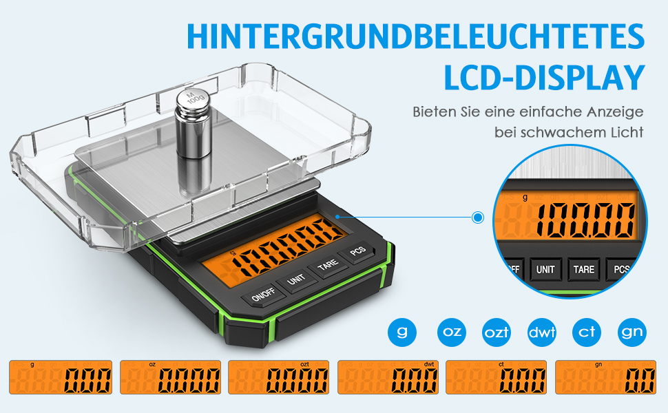 Brifit Feinwaage 0.01g, 300g / 0,01g Taschenwaage, Digitale Waage, Grammwaage Goldwaage ...