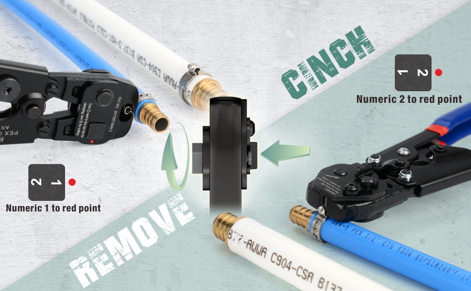 iCrimp PEX Cinch Tool with Removing function for 3/8-inch to 1-inch Stainless Steel Clamps with ...