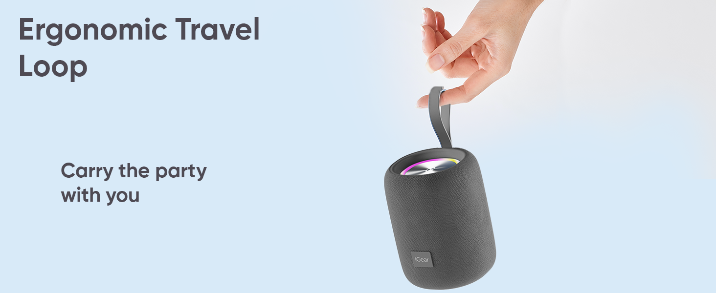 iGear Roll 10W Portable Bluetooth Speaker - Immersive 360-Degree Surround Sound, RGB Lights ...