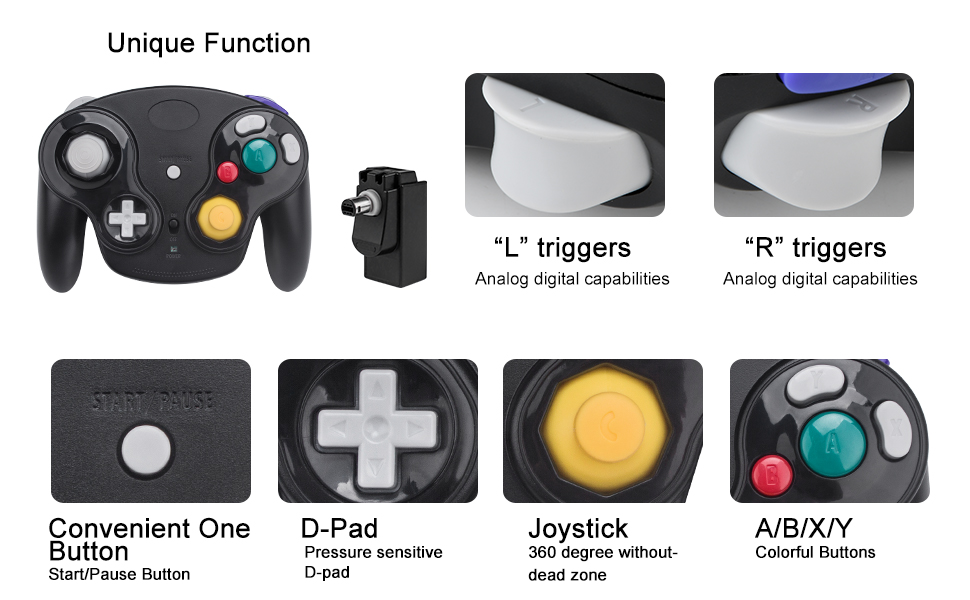 Contrôleur de GameCube Sans Fil,TechKen Manette de Gamecube Bluetooth 2 ...