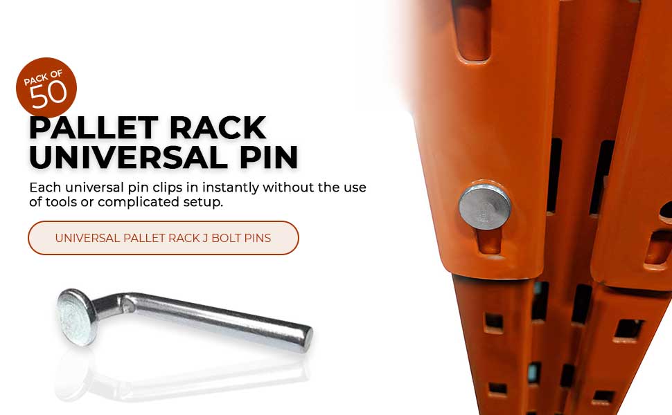 KEGOMAS Pallet Rack Universal Pin (Pack of 50) | Heavy Duty J Bolt Safety Pins for Warehouse ...