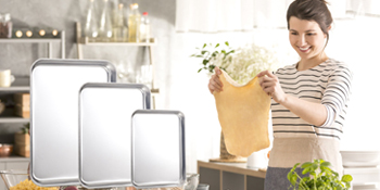 HaWare Baking Tray Set of 3, 18/0 Stainless Steel Baking Pans, Toaster ...