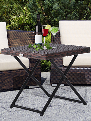 Outsunny Table Basse Pliable de Jardin Style Cosy Chic dim. 40L x 40l x 40H cm métal époxy ...