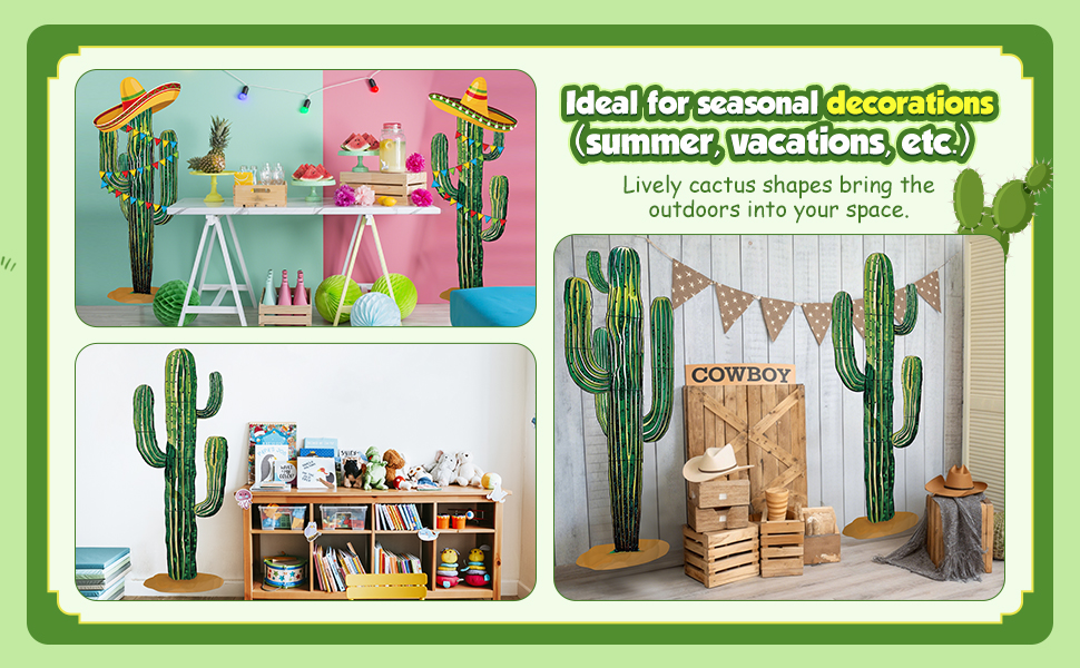 Amazon.com: 2 Pcs 6 Feet Large Boho Cactus Wall Decor Jointed Cactus ...